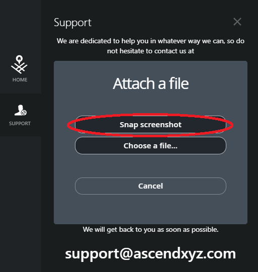 Attach Screenshot to Support Request - Step Guide – AscendXYZ